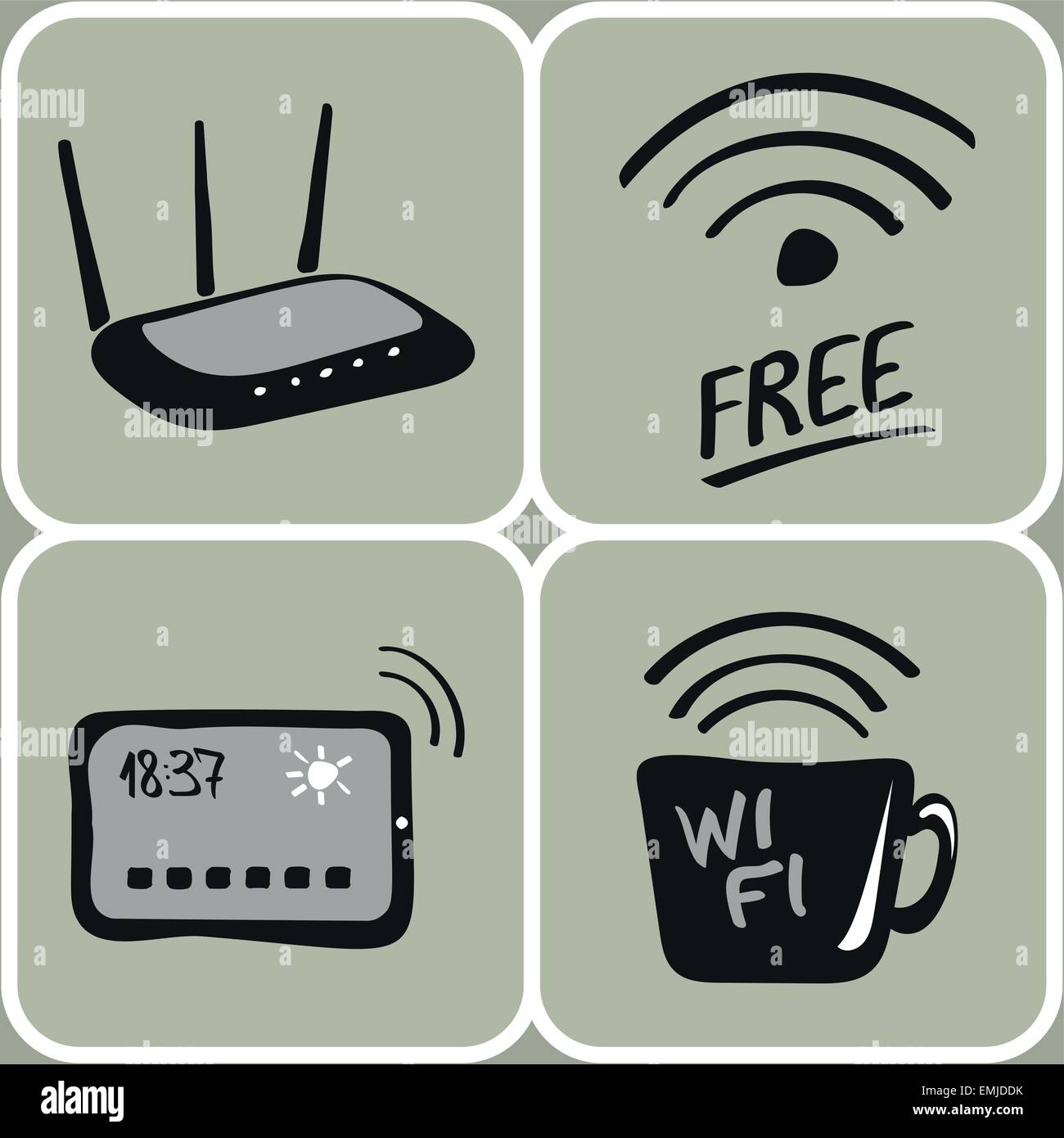 Electronic devices icons set cartoon hi-res stock photography and ...