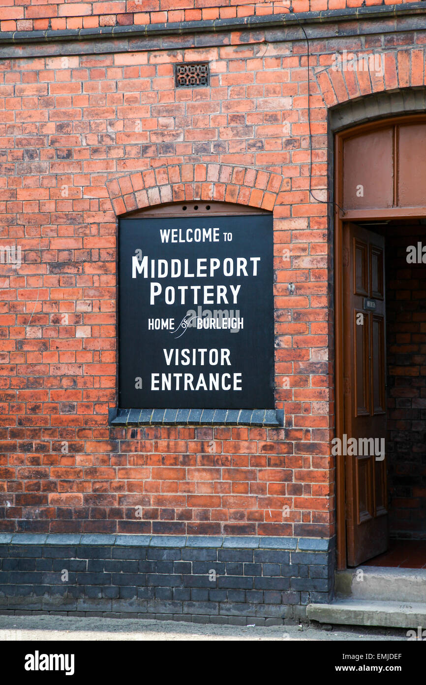 A sign outside the Burleigh Middleport pottery factory Stoke-on-Trent ...