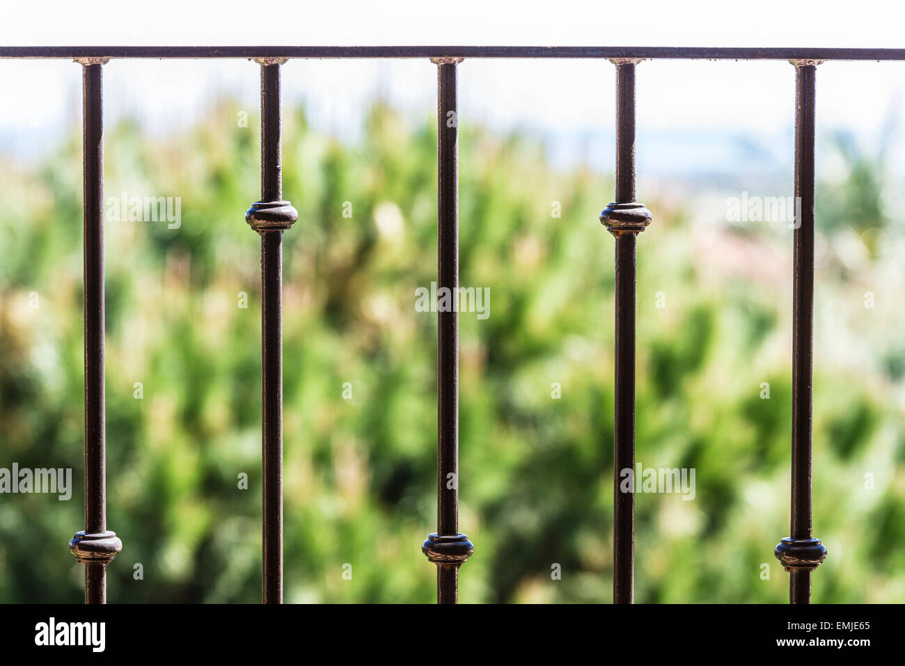 Closeup of black metal railing Stock Photo - Alamy