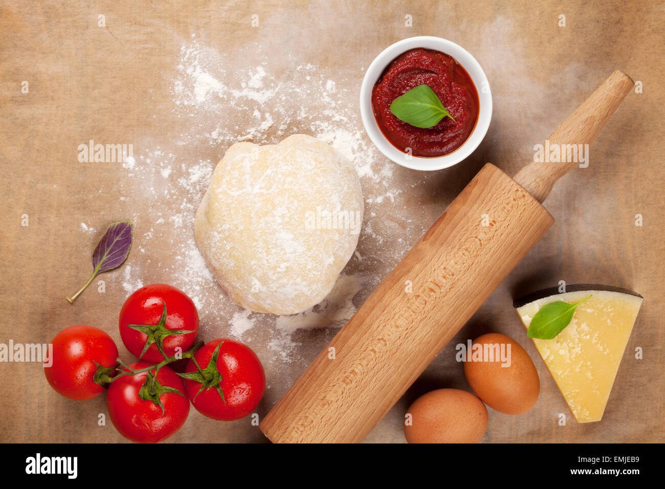 Pizza cooking ingredients. Top view with copy space Stock Photo - Alamy