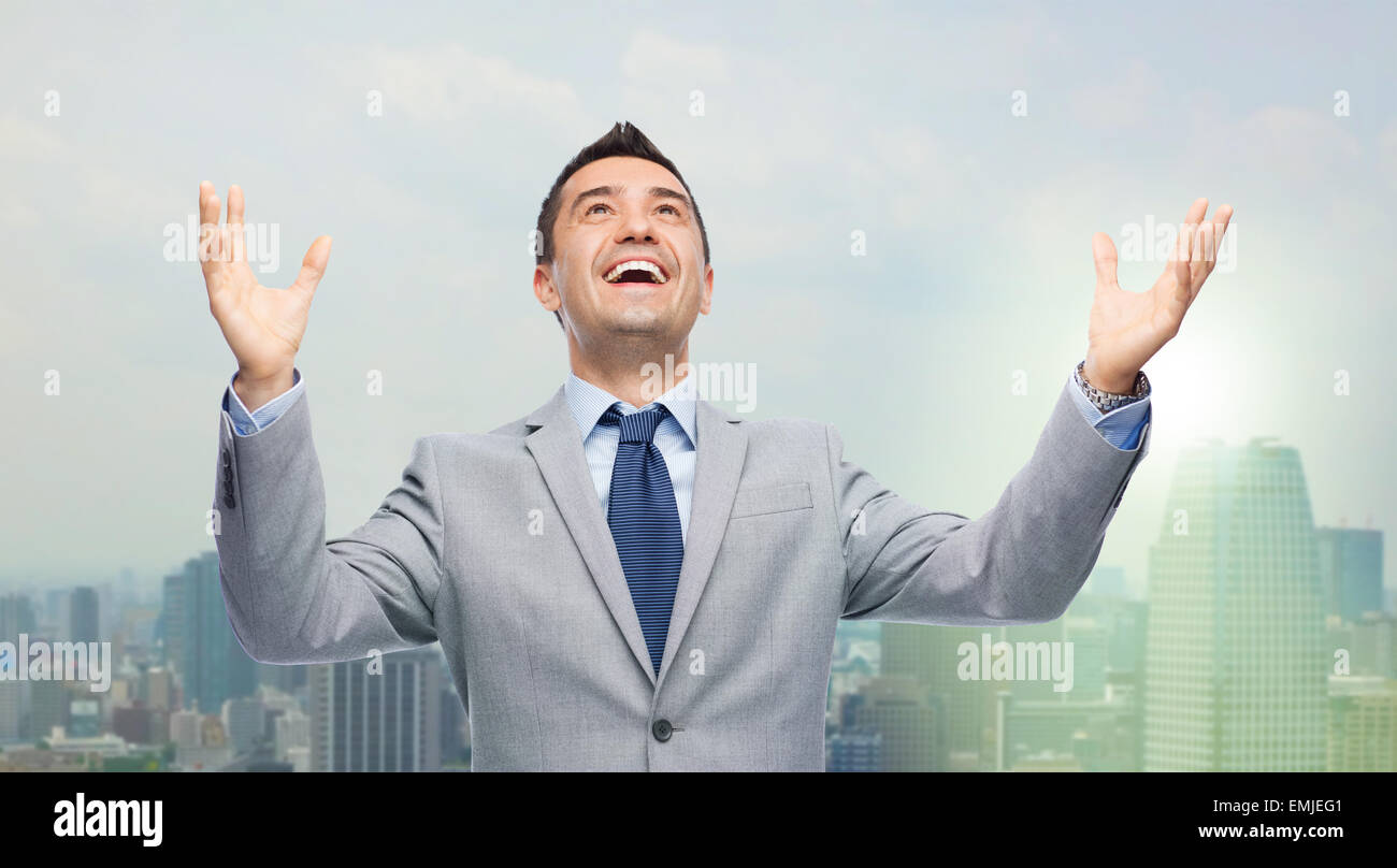 happy laughing businessman in suit Stock Photo - Alamy