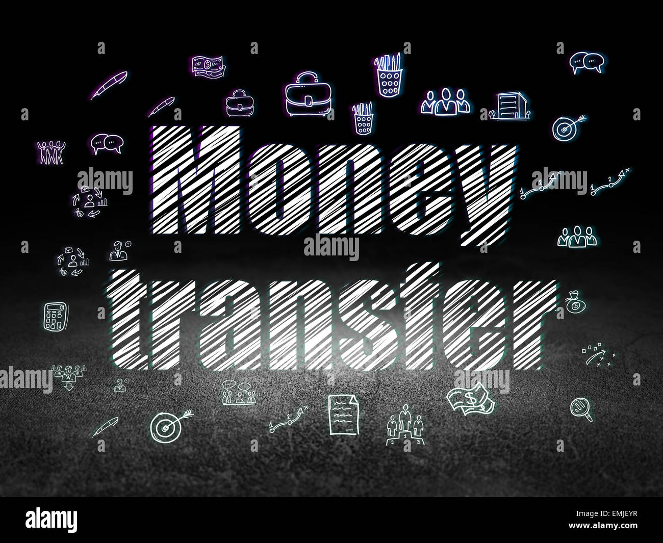 Finance concept: Money Transfer in grunge dark room Stock Photo - Alamy