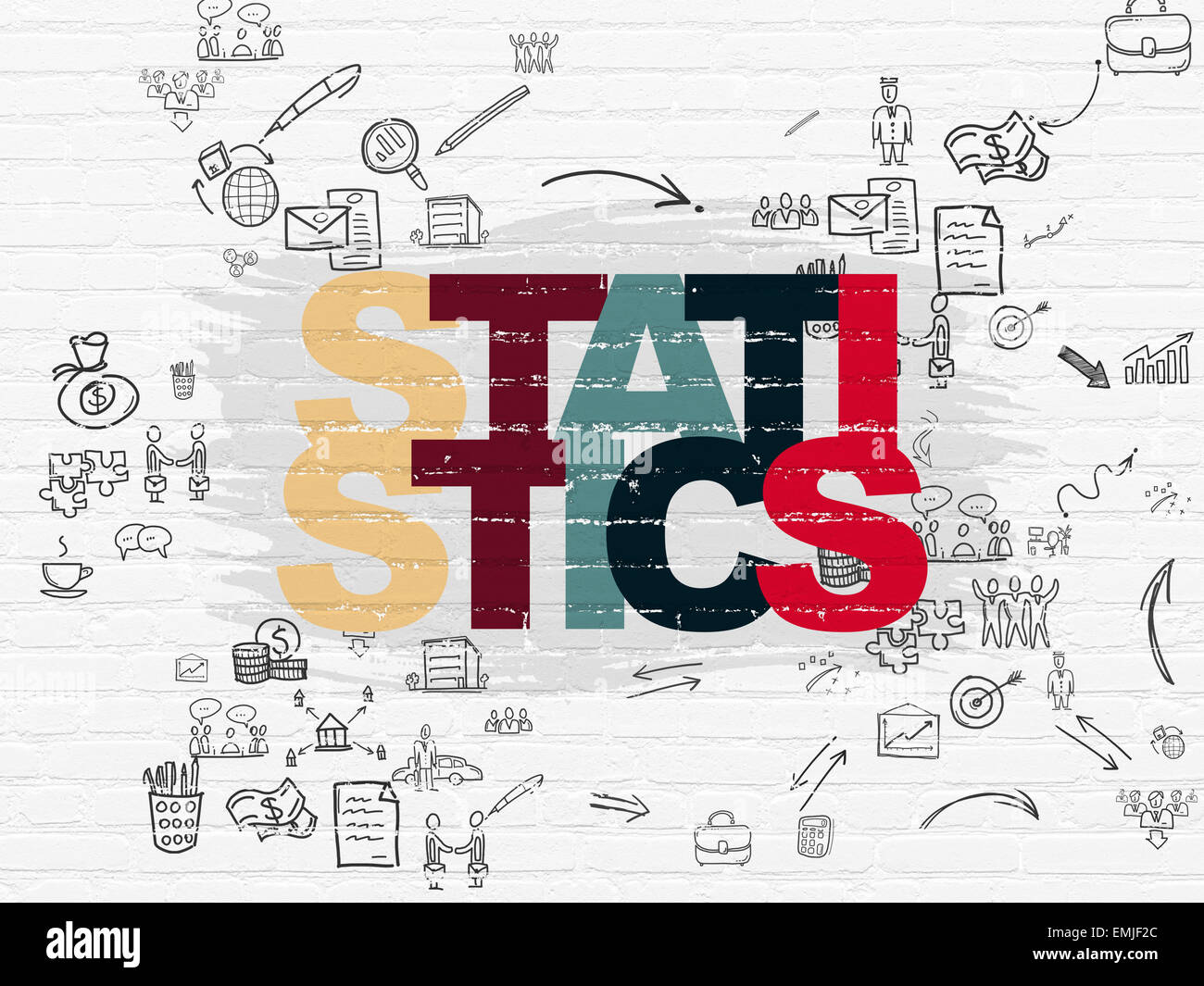 Business concept: Statistics on wall background Stock Photo - Alamy