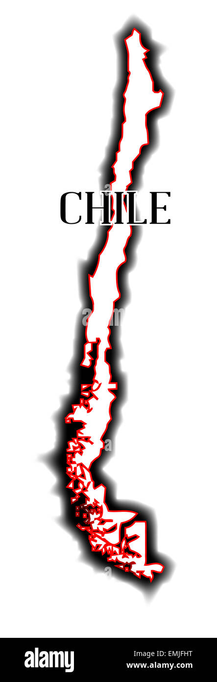 Outline blank map of the South American country of Chile Stock Photo ...