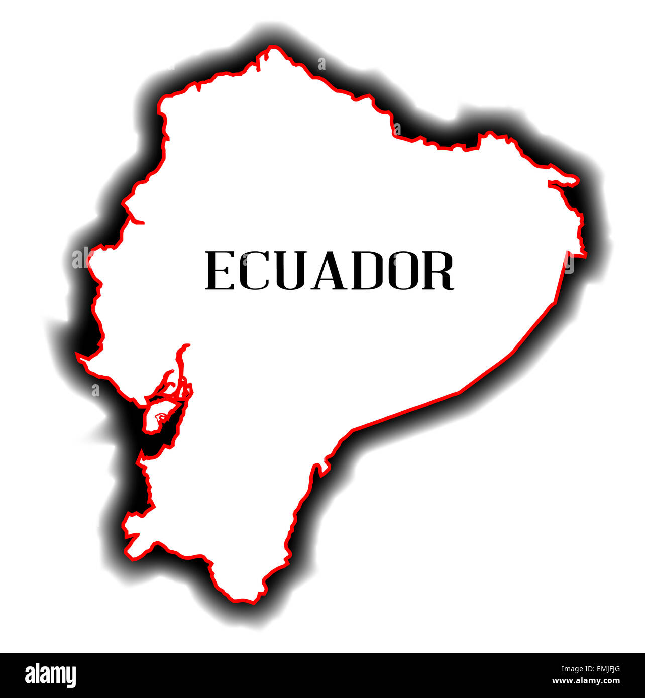 Outline blank map of the South American country of Ecuador Stock Photo ...