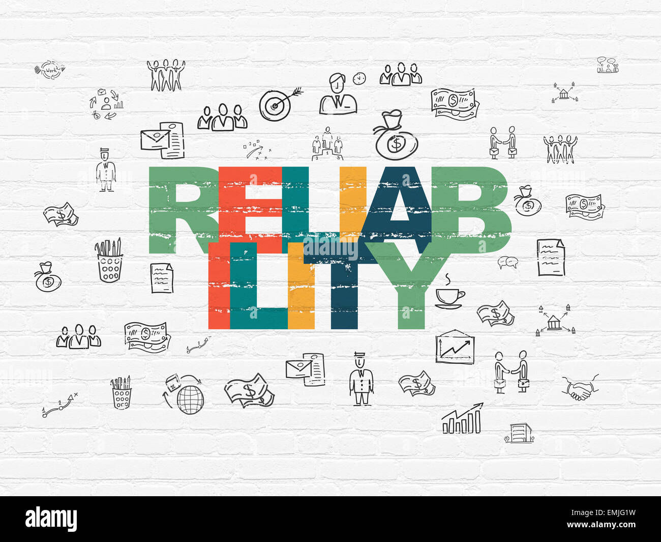 Business concept: Reliability on wall background Stock Photo - Alamy