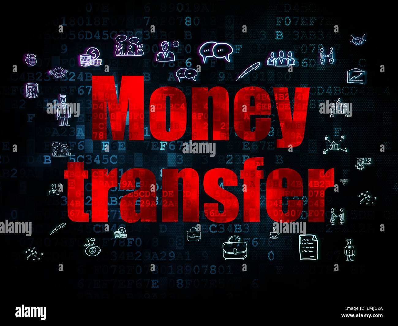 Finance concept: Money Transfer on Digital background Stock Photo - Alamy