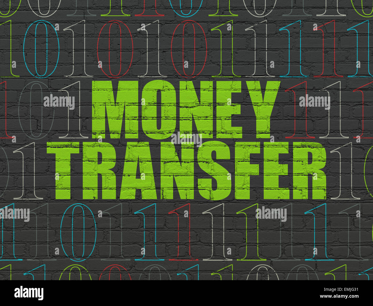 Business concept: Money Transfer on wall background Stock Photo - Alamy