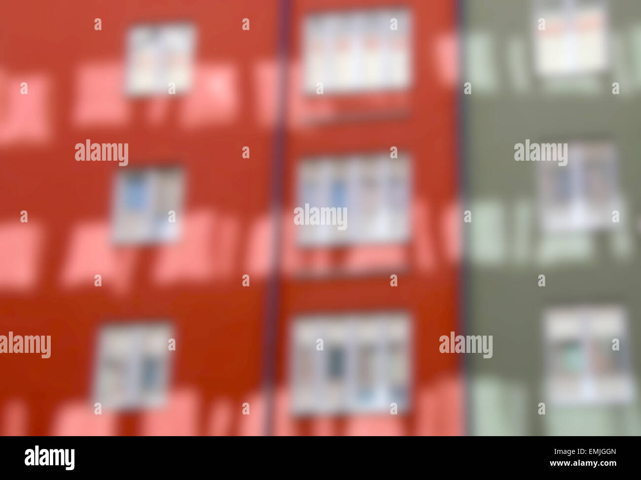 De focused background of a red and green house wall with reflections ...