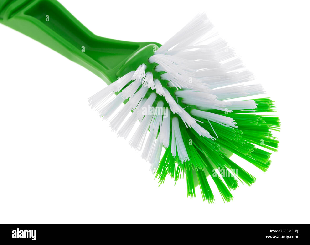 Close view of the bristles of a new cleaning brush on a white ...