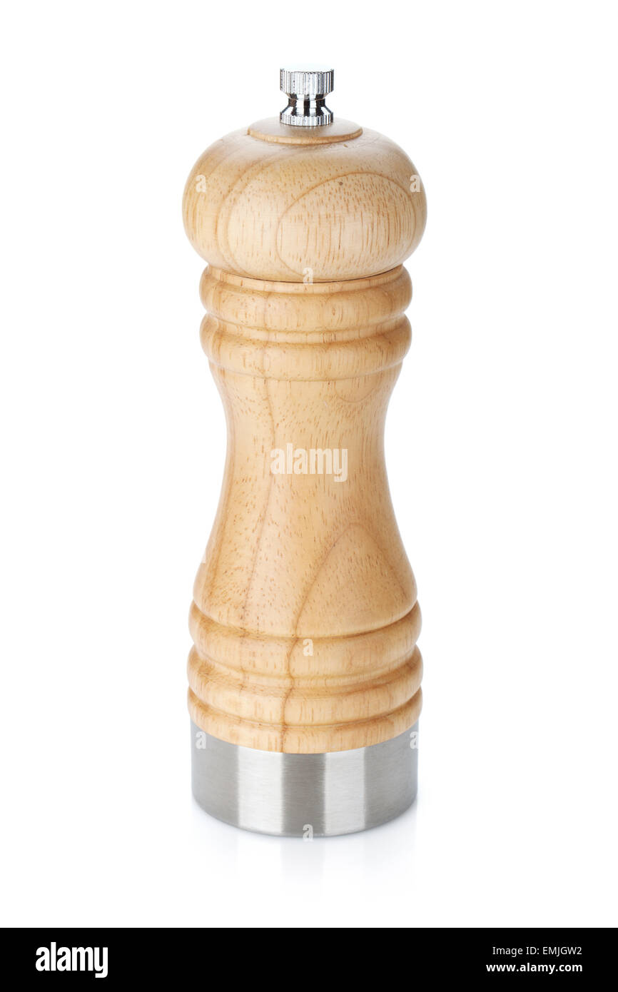 Wooden pepper shaker. Isolated on white background Stock Photo - Alamy