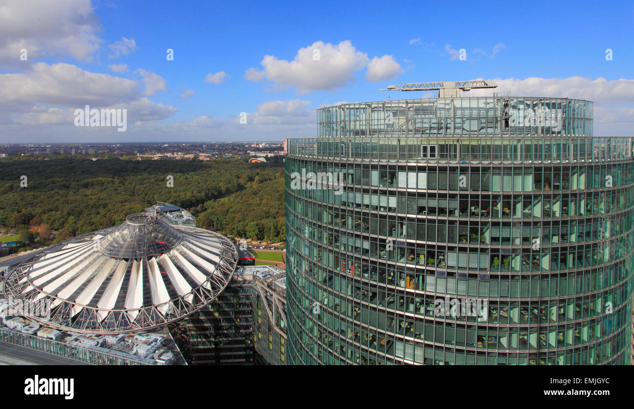 Germany, Berlin, Potsdamer Platz, Sony Center, DB Building, aerial view ...