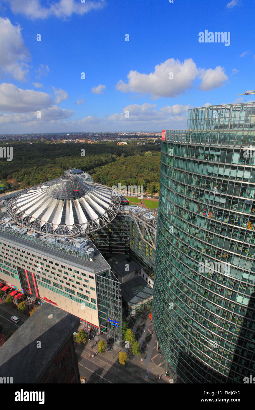 Germany, Berlin, Potsdamer Platz, Sony Center, DB Building, aerial view ...