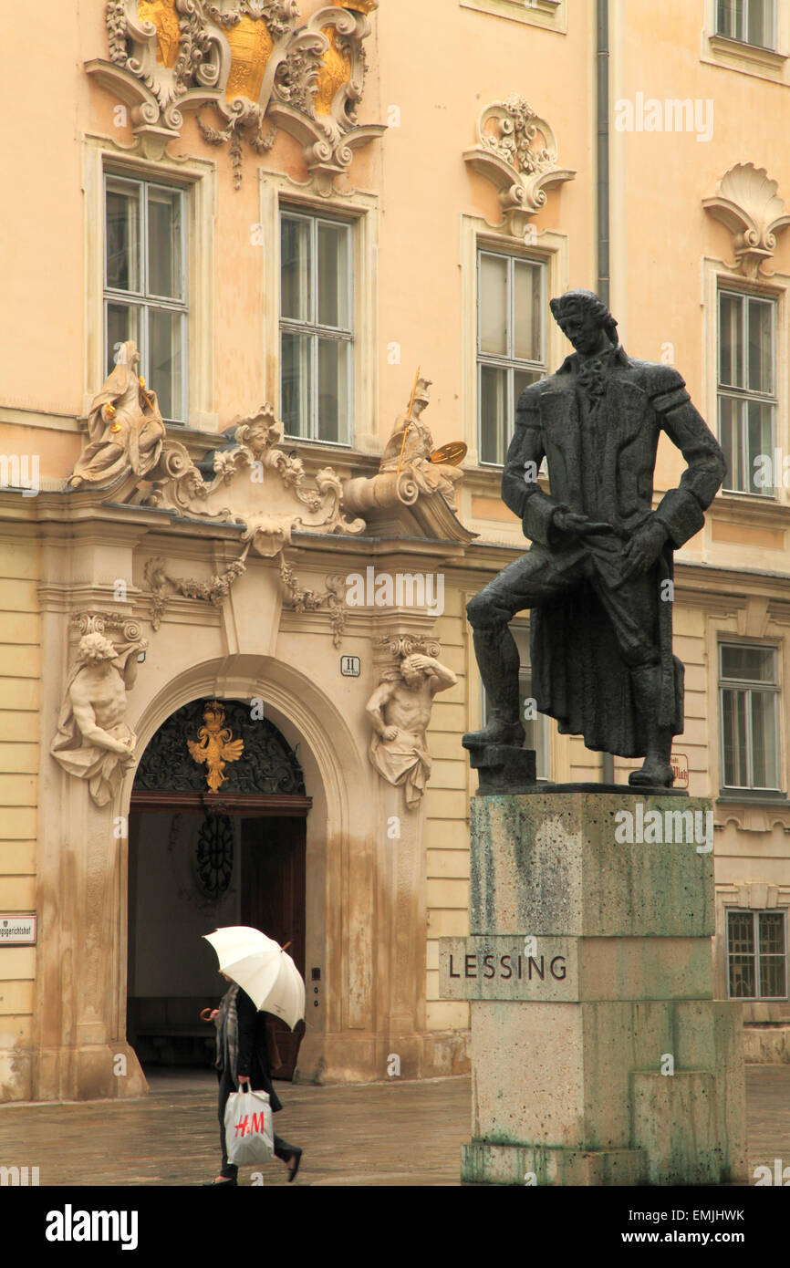 Austria, Vienna, Judenplatz, Lessing statue, historic architecture ...