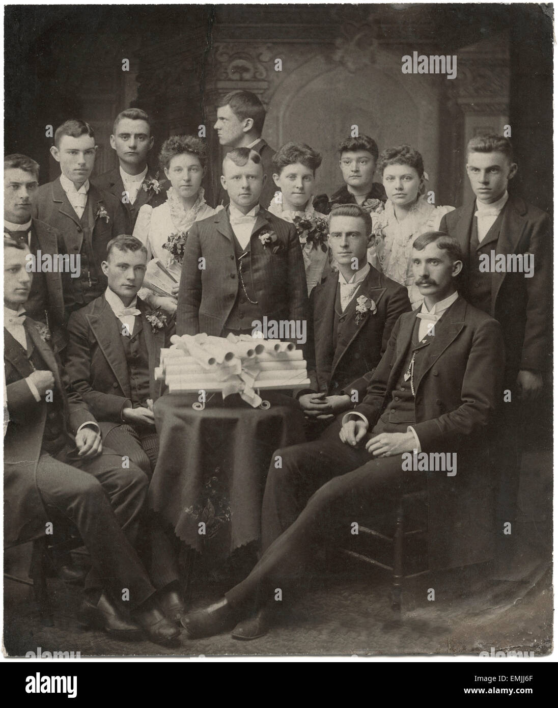 Bloomington High School Graduation Class, Portrait, USA, circa 1890 ...
