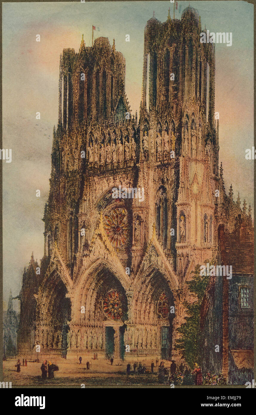 Notre Dame Cathedral, Paris, France, Matrix lithography, circa 1910 ...