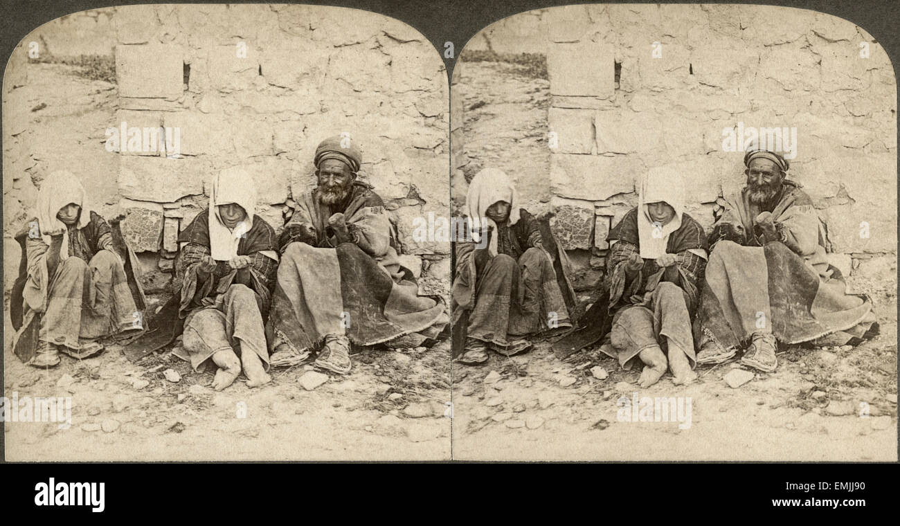 Unclean! Unclean! Wretched lepers outside of Jerusalem, Palestine ...