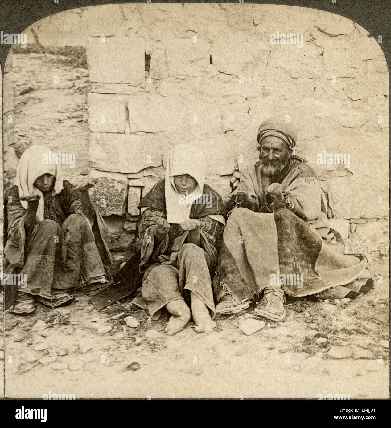 Unclean! Unclean! Wretched lepers outside of Jerusalem, Palestine ...