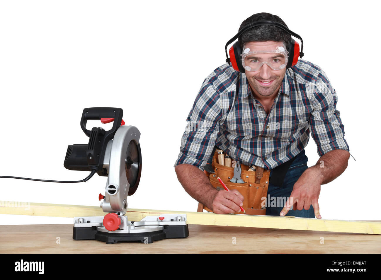 Man with band saw Stock Photo - Alamy