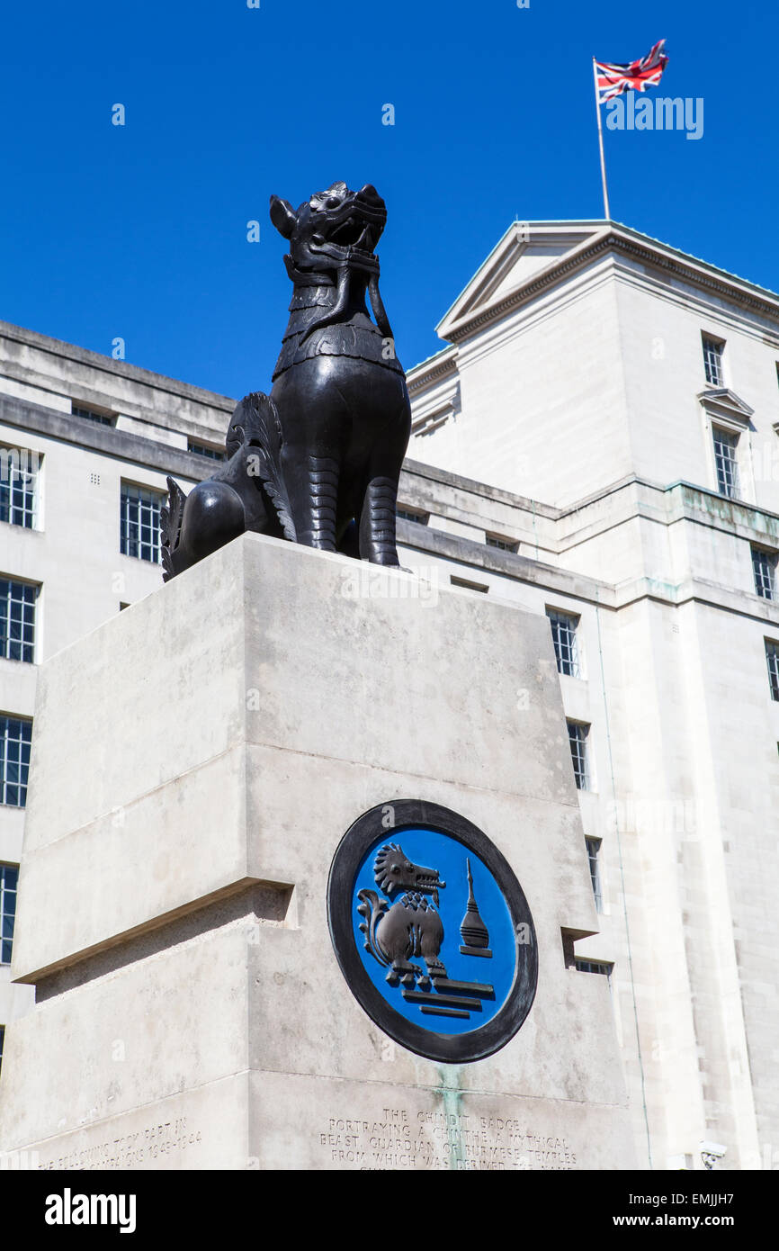 The Chindit Memorial situated along the Victoria Embankment in London ...