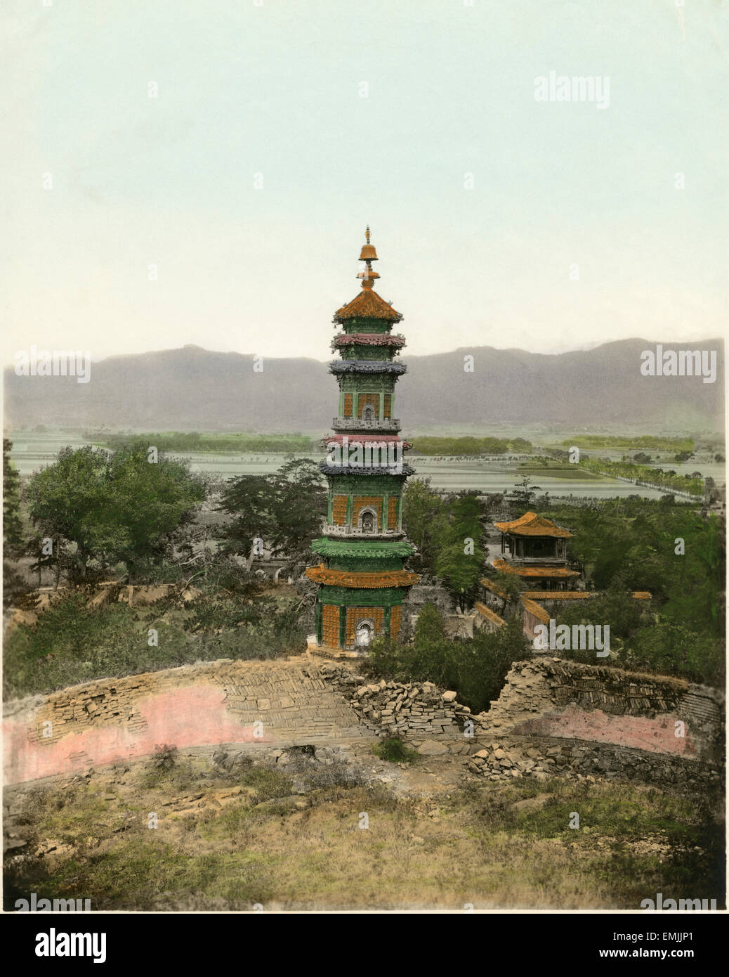 Jade peak pagoda architecture beijing historical hi-res stock ...