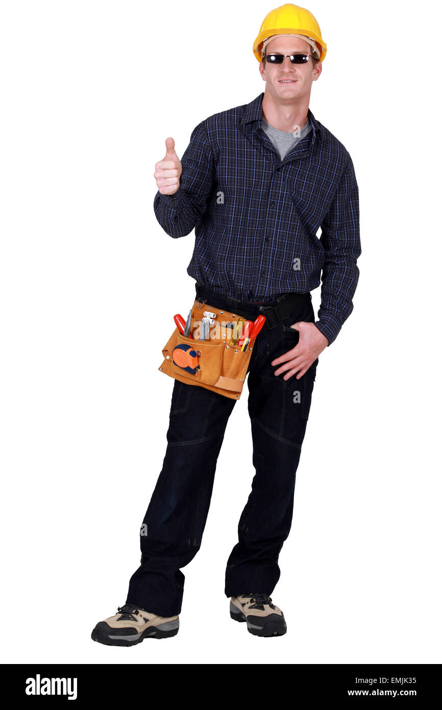 Cool builder wearing sunglasses Stock Photo - Alamy