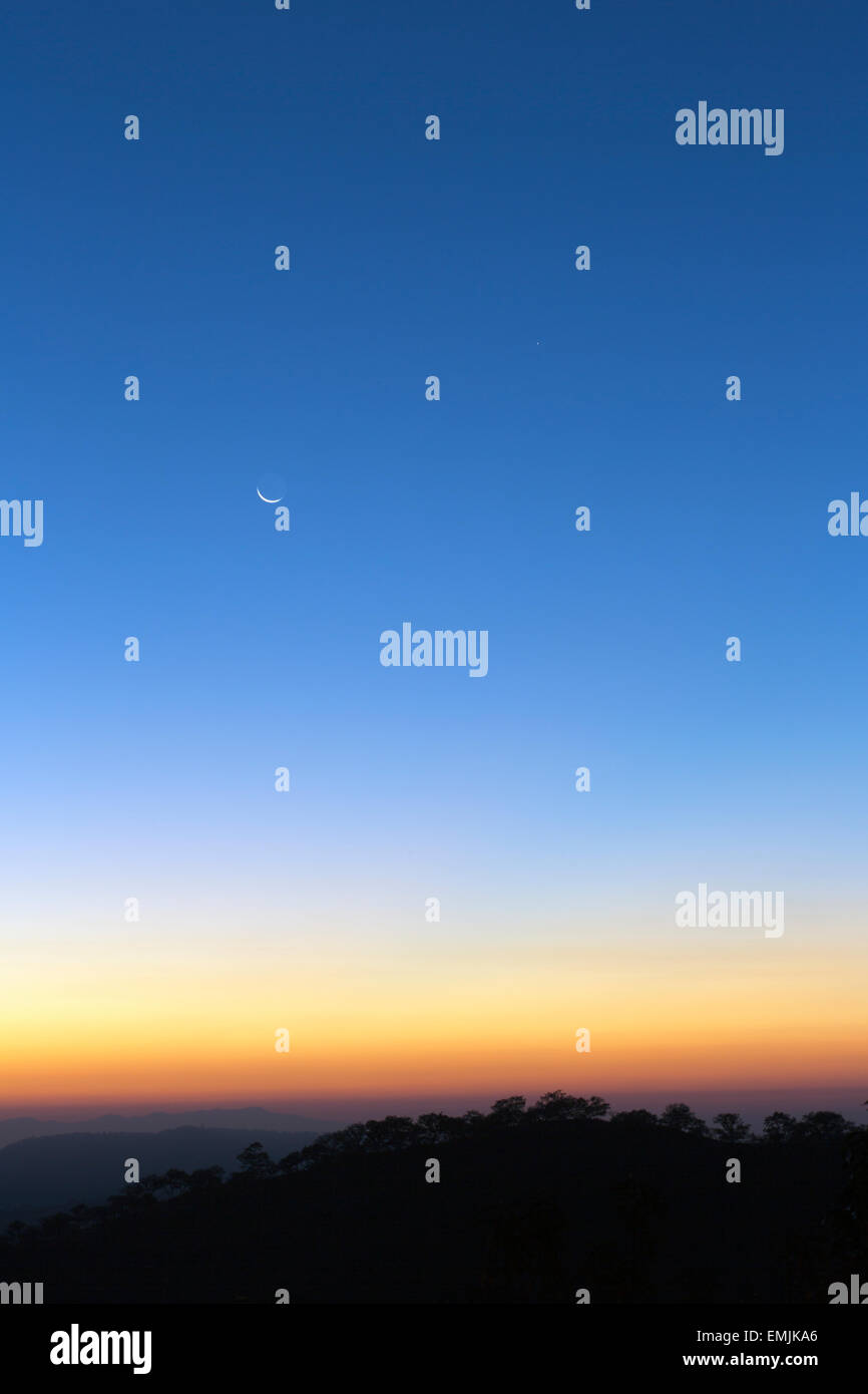Sky at dawn with moon Stock Photo - Alamy