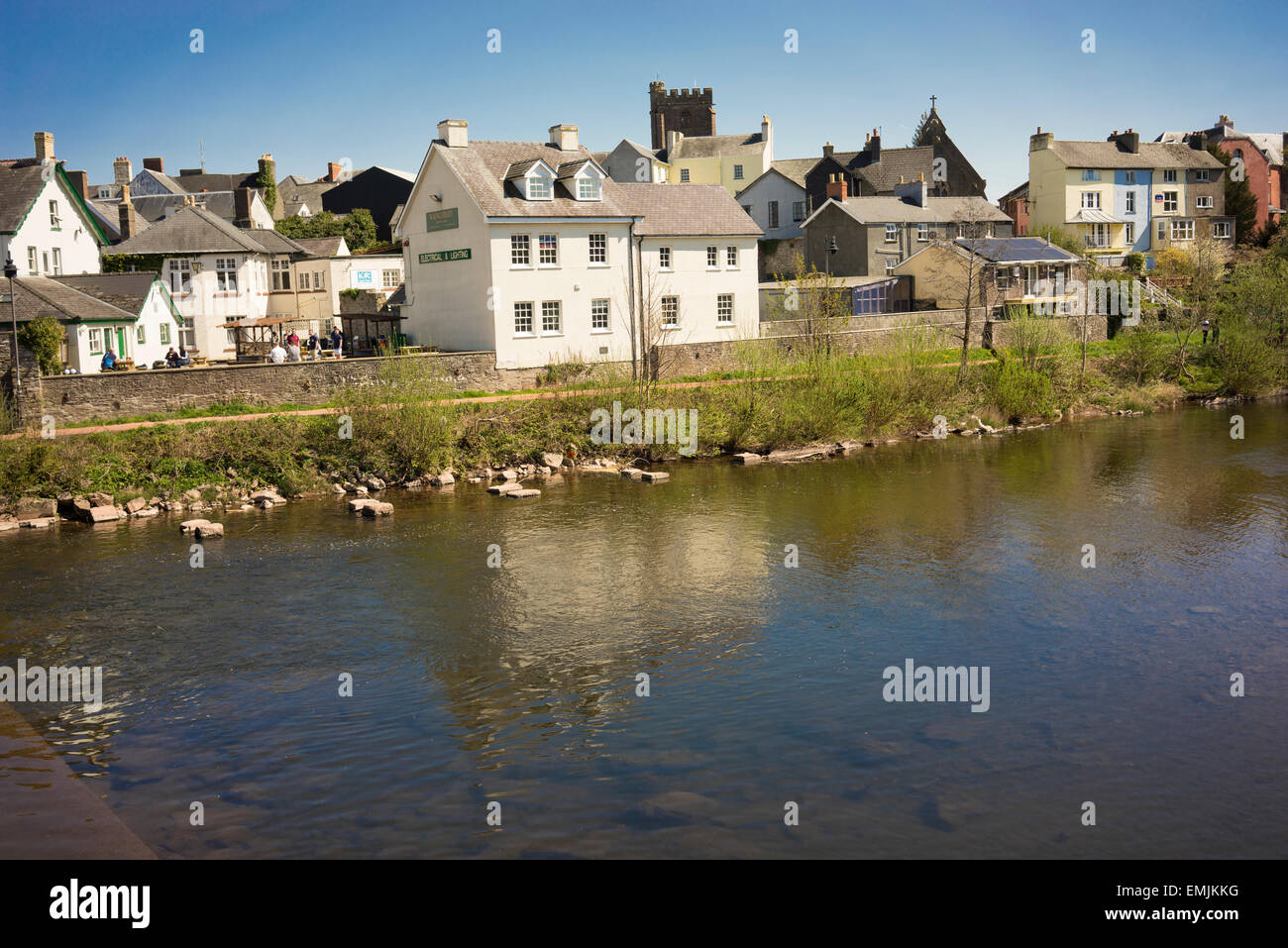 River Usk at Brecon town in the Brecon Beacons Wales Stock Photo - Alamy