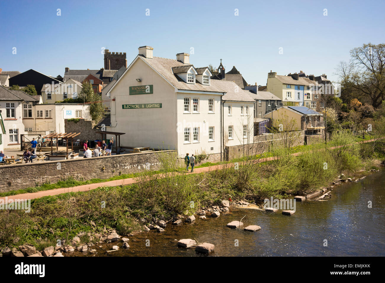 River Usk at Brecon town in the Brecon Beacons Wales Stock Photo - Alamy