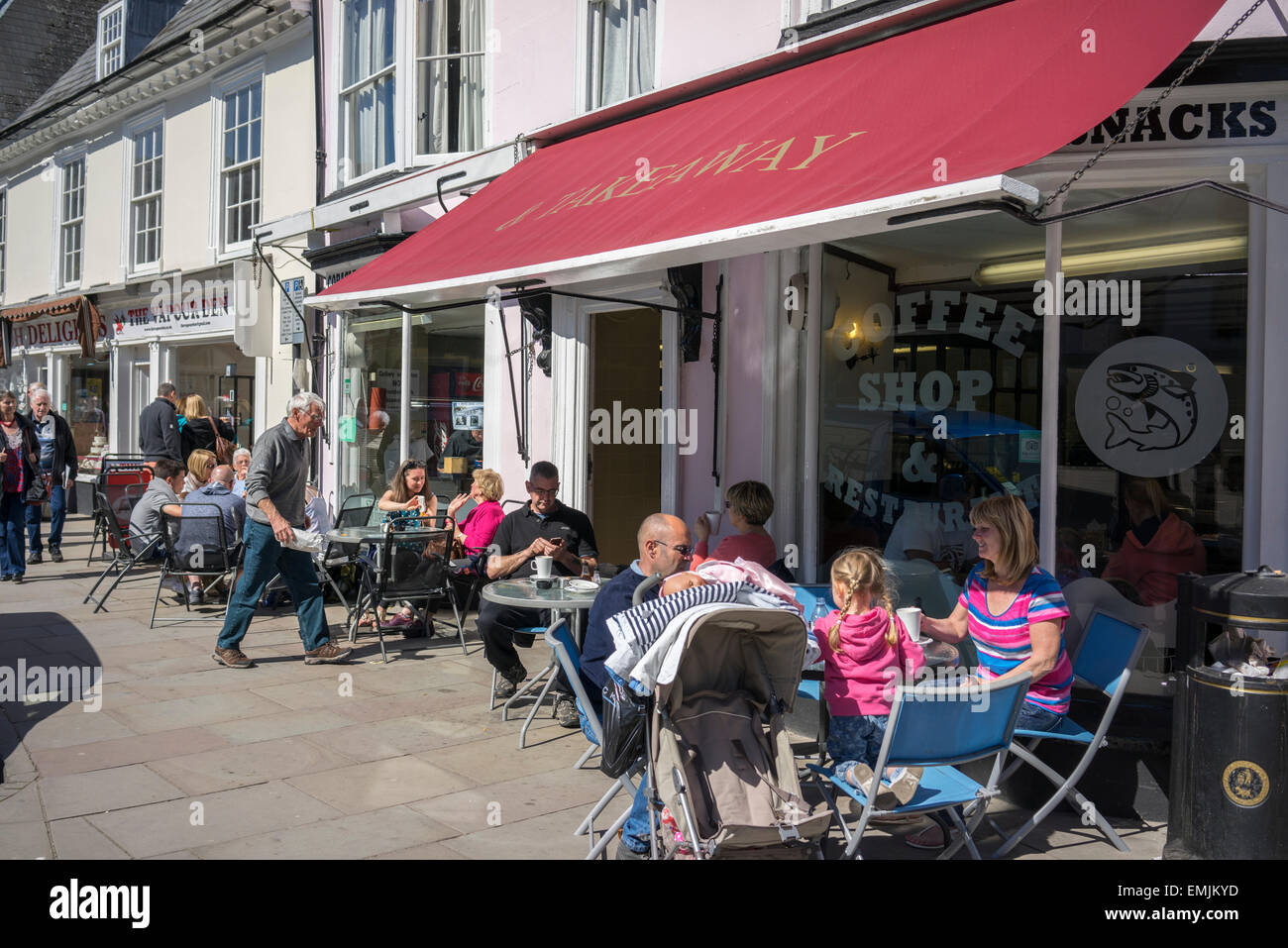 Brecon town in the Brecon Beacons Wales. Outdoor eating Stock Photo - Alamy