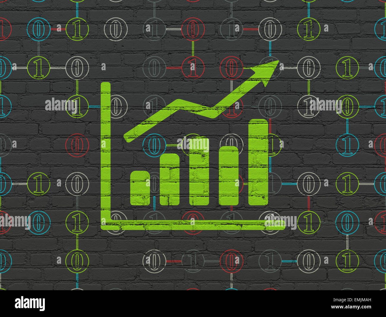 Business concept: Growth Graph on wall background Stock Photo - Alamy