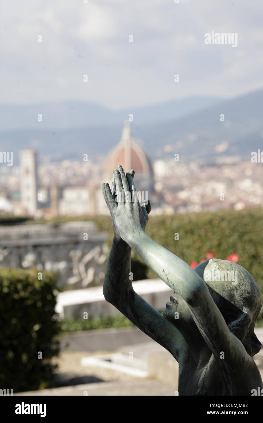 Cemetery of Porte Sante ("holy gates"), Florence, Italy Statue of woman ...