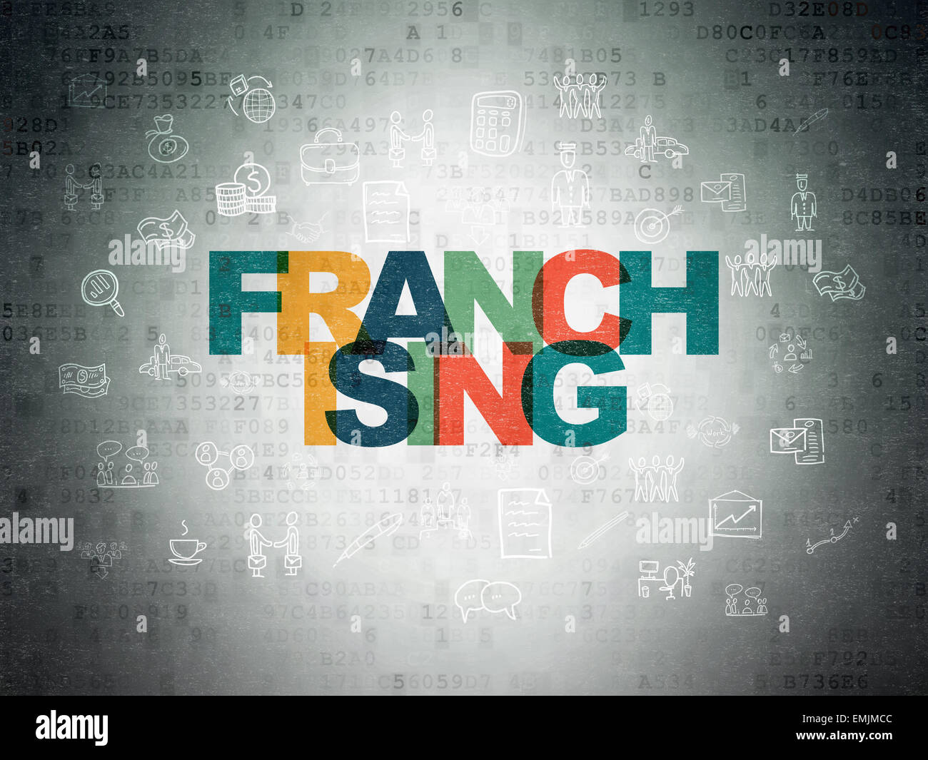 Finance concept: Franchising on Digital Paper background Stock Photo ...