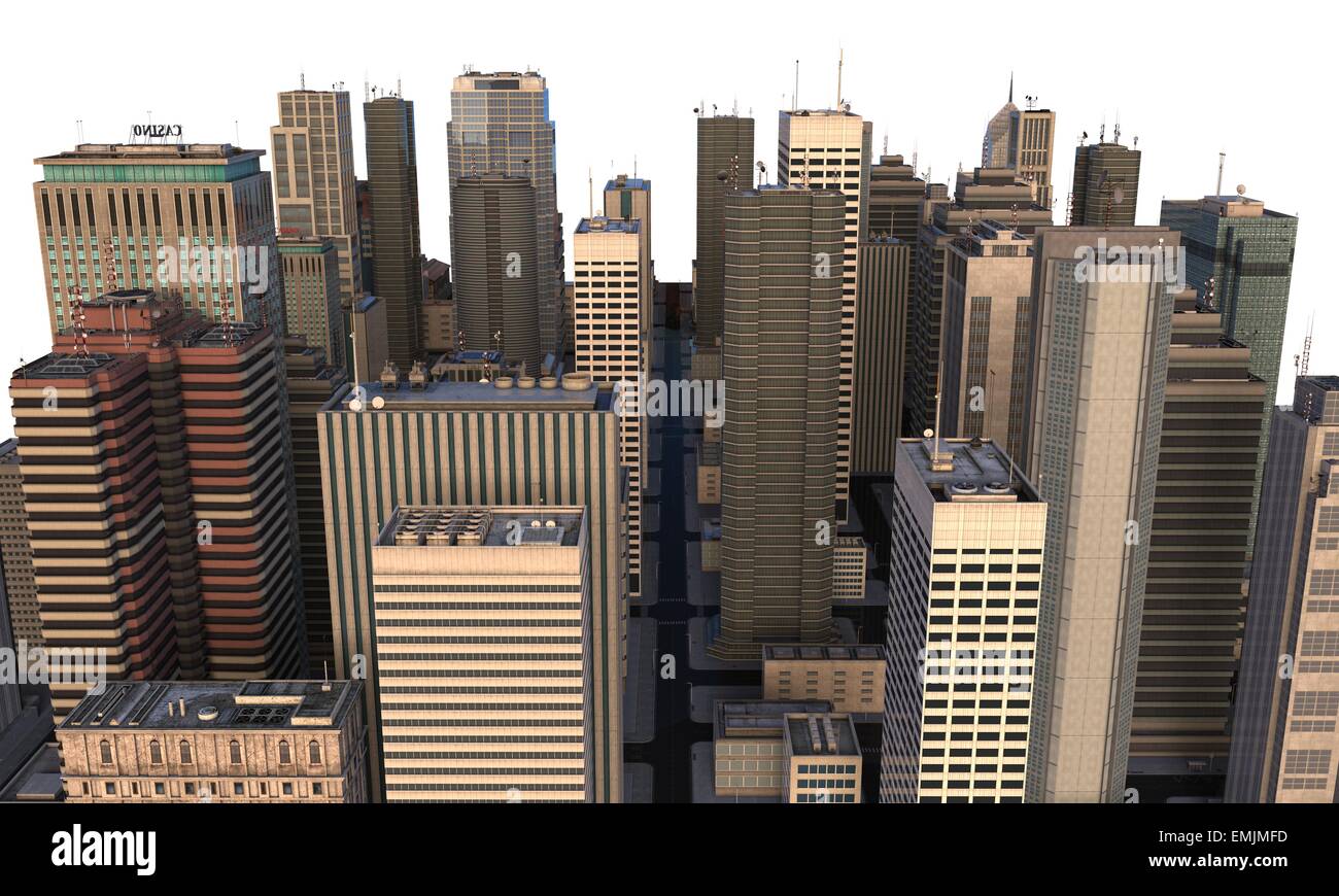 City Buildings Isolated On White Stock Photo - Alamy