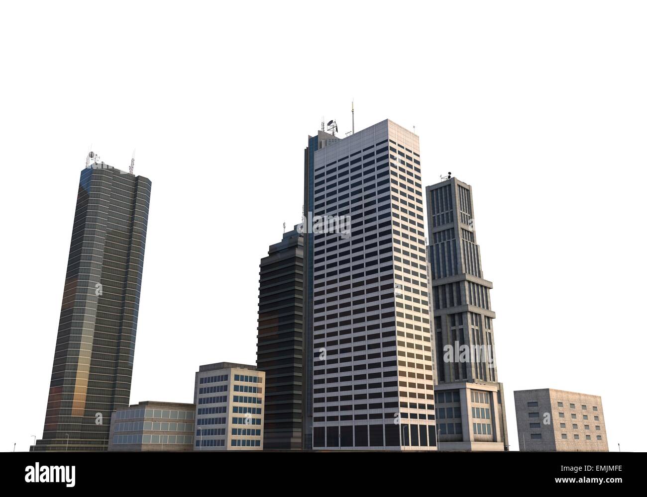 City Buildings Isolated On White Stock Photo - Alamy