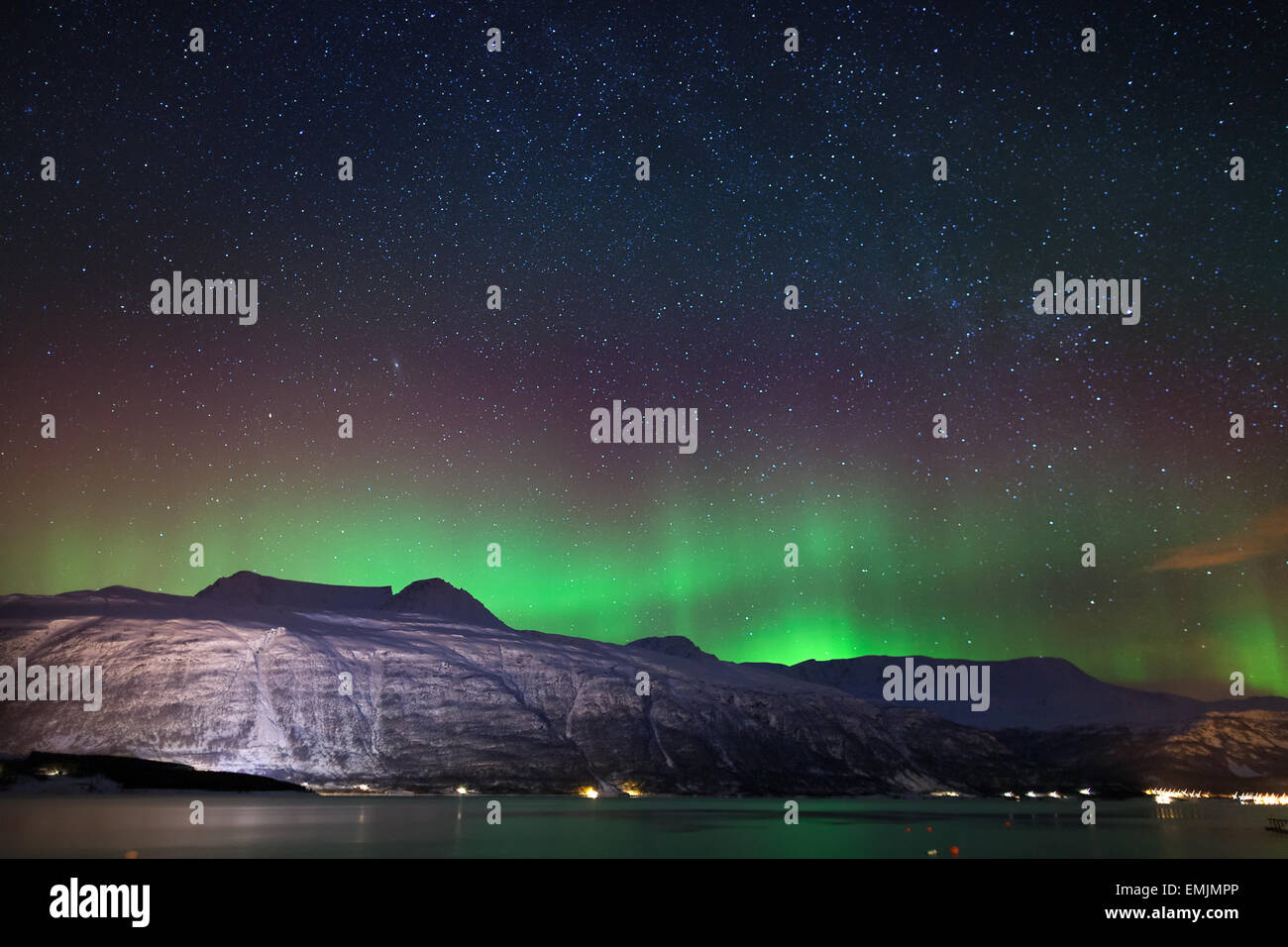 Arctic night over a norwegian fjord Stock Photo - Alamy