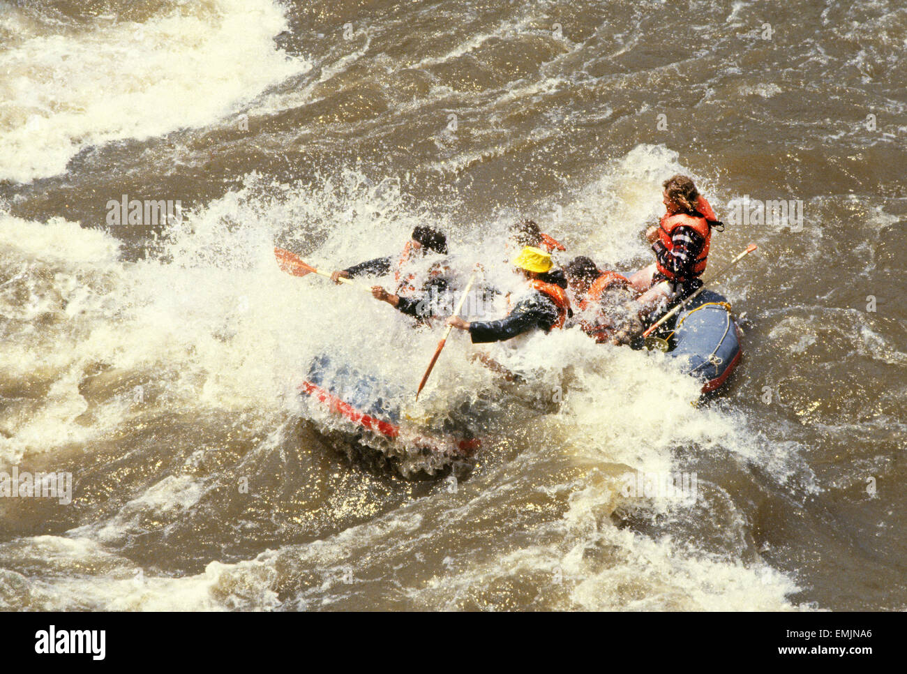 White water rafters ride the whitewater of the Rio Grande Gorge in ...