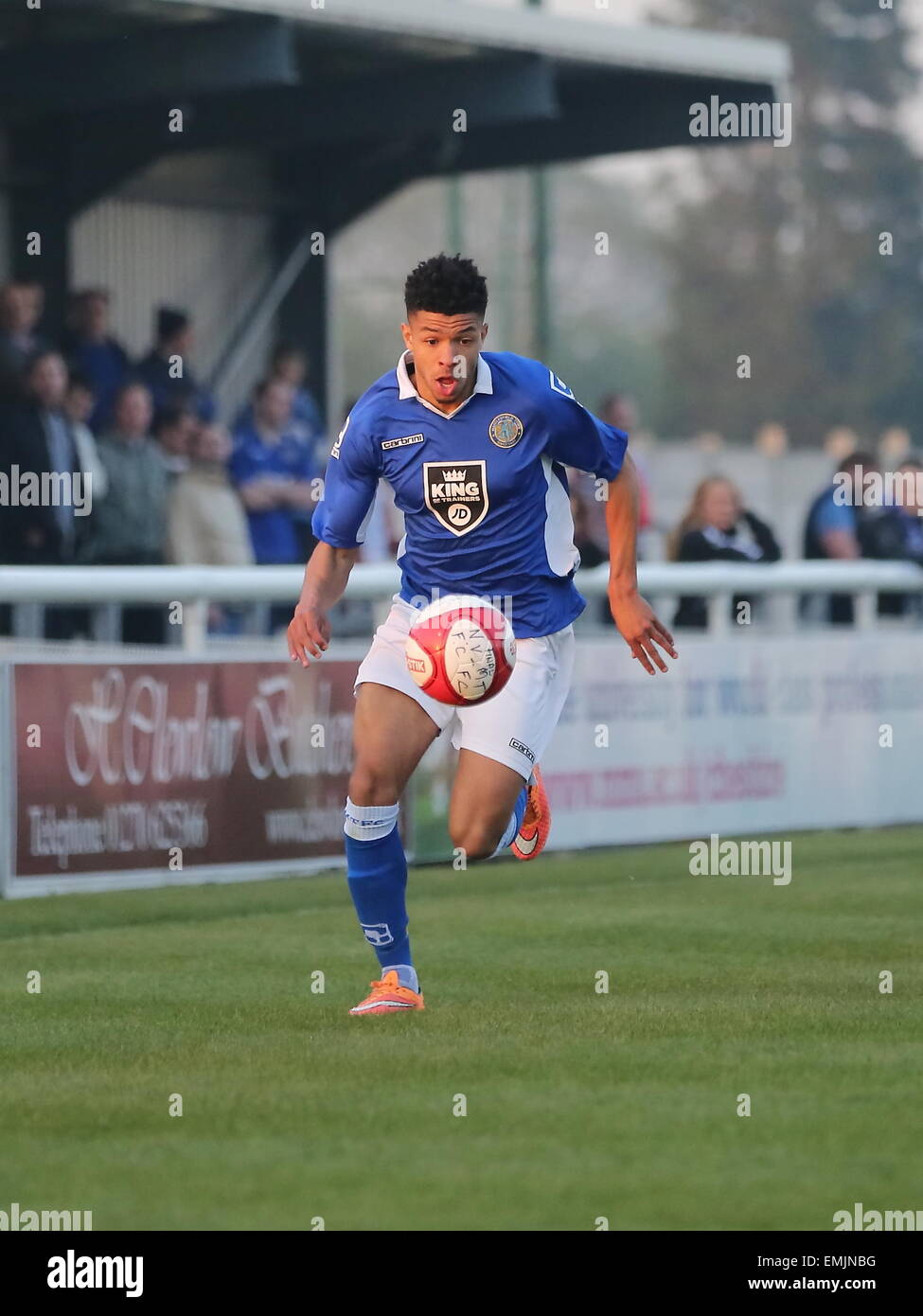 Nantwich, UK. 21st April, 2015. Macclesfield Town's Theo Bailey Jones ...