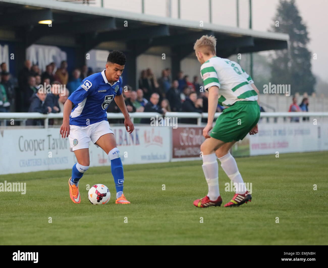 Nantwich, UK. 21st April, 2015. Macclesfield Town's Theo Bailey Jones ...