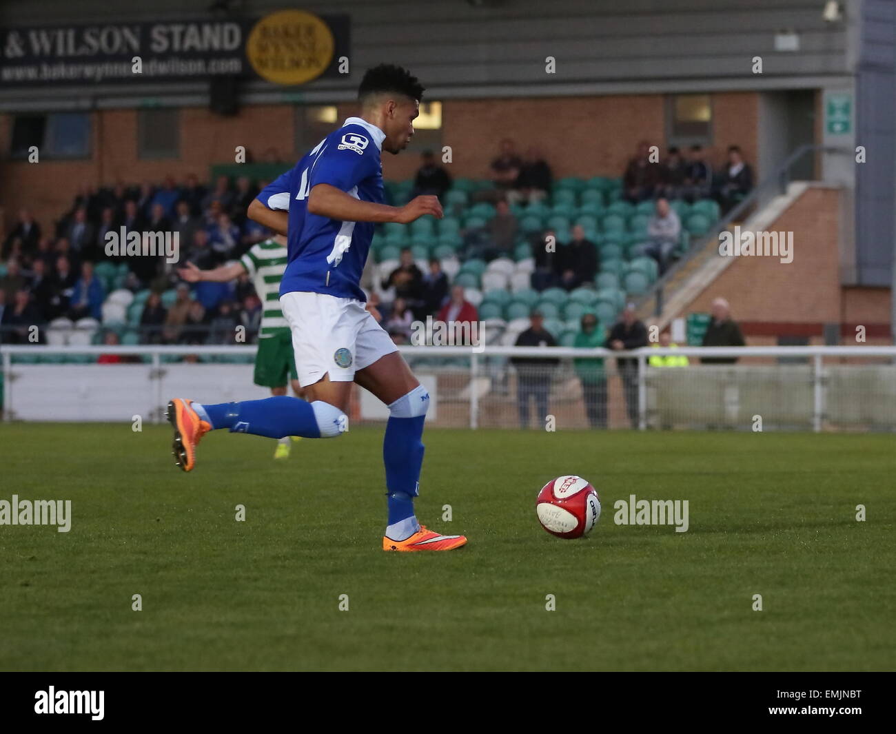 Nantwich, UK. 21st April, 2015. Macclesfield Town's Theo Bailey Jones ...