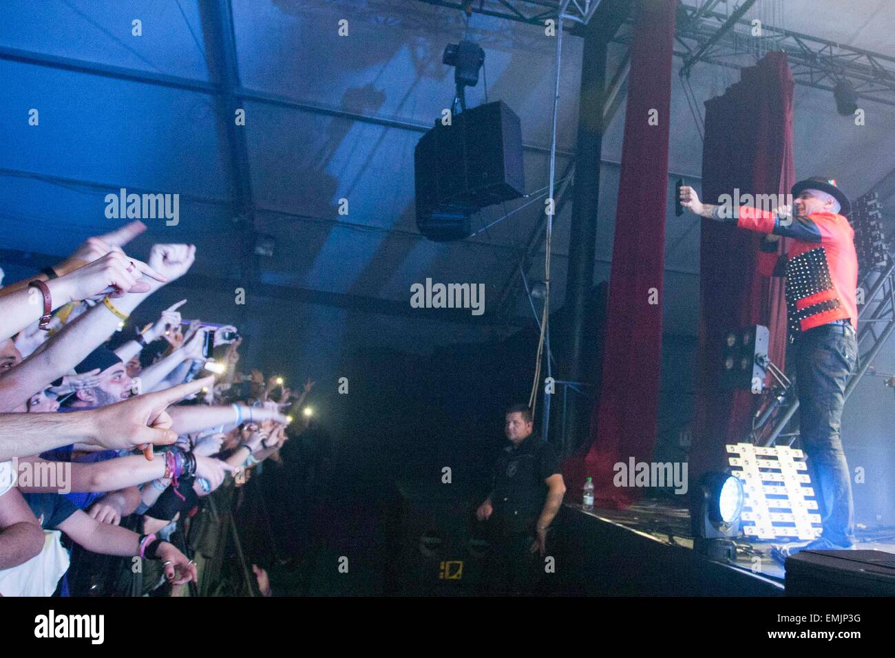 Naples, Italy. 11th Apr, 2015. J-Ax, an Italian legend of rap, singing ...