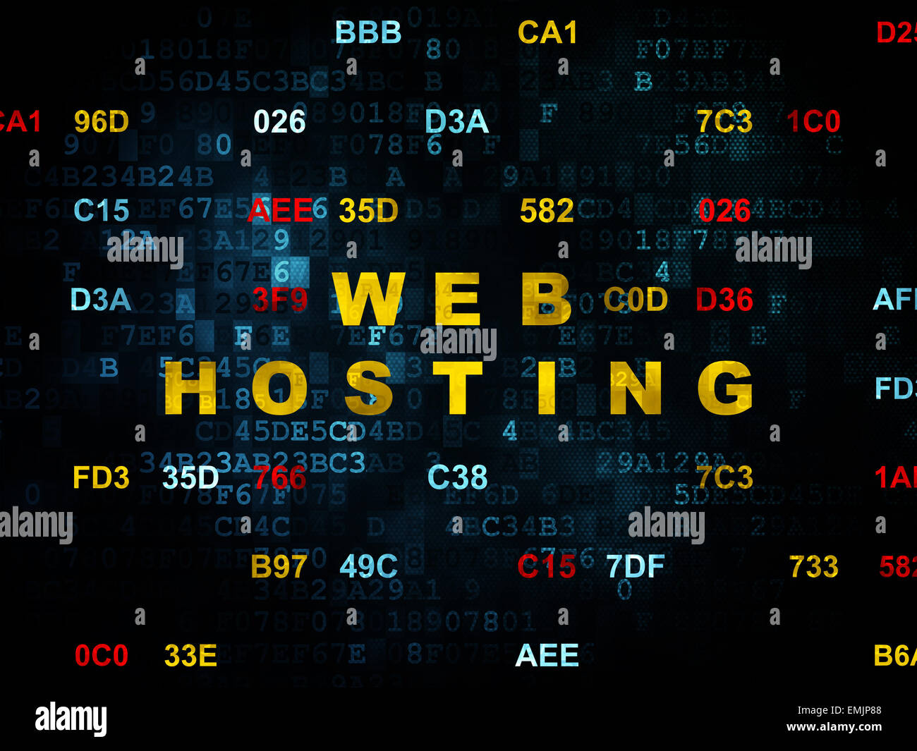 Web development concept: Web Hosting on Digital background Stock Photo ...