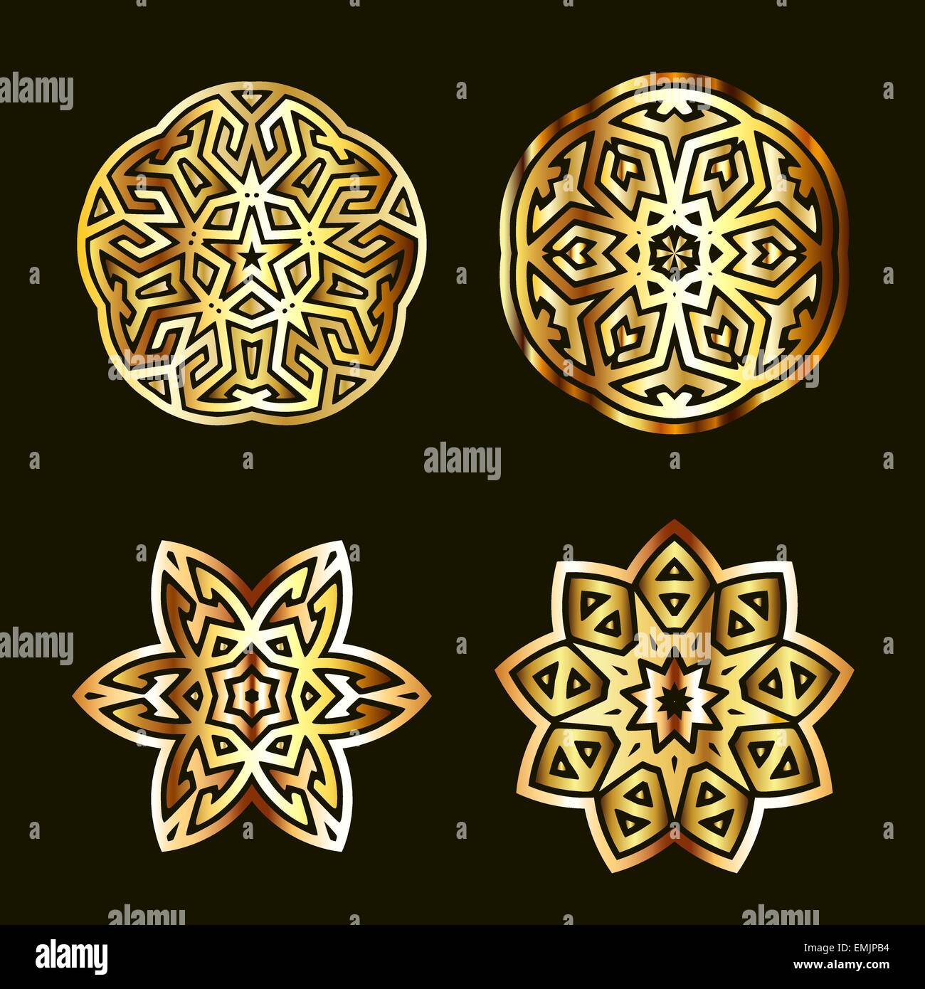 Golden ancient muslim motif radial ornament elements Stock Vector Image ...