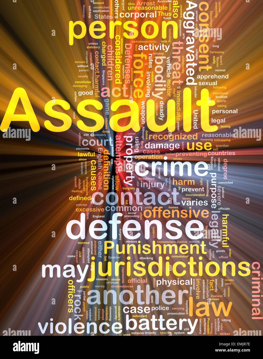 Background concept wordcloud of assault crime glowing light Stock Photo ...