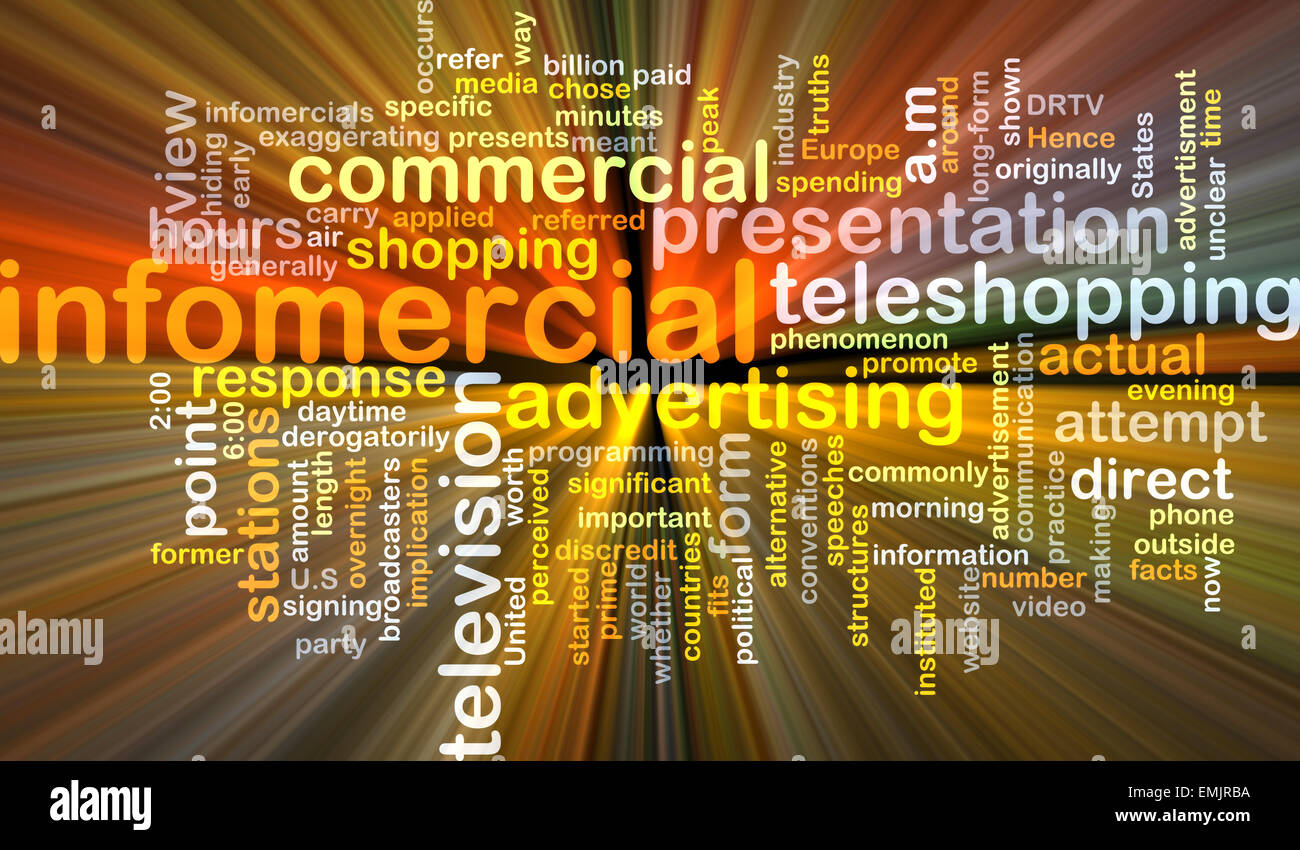 Background text pattern concept wordcloud illustration of infomercial ...