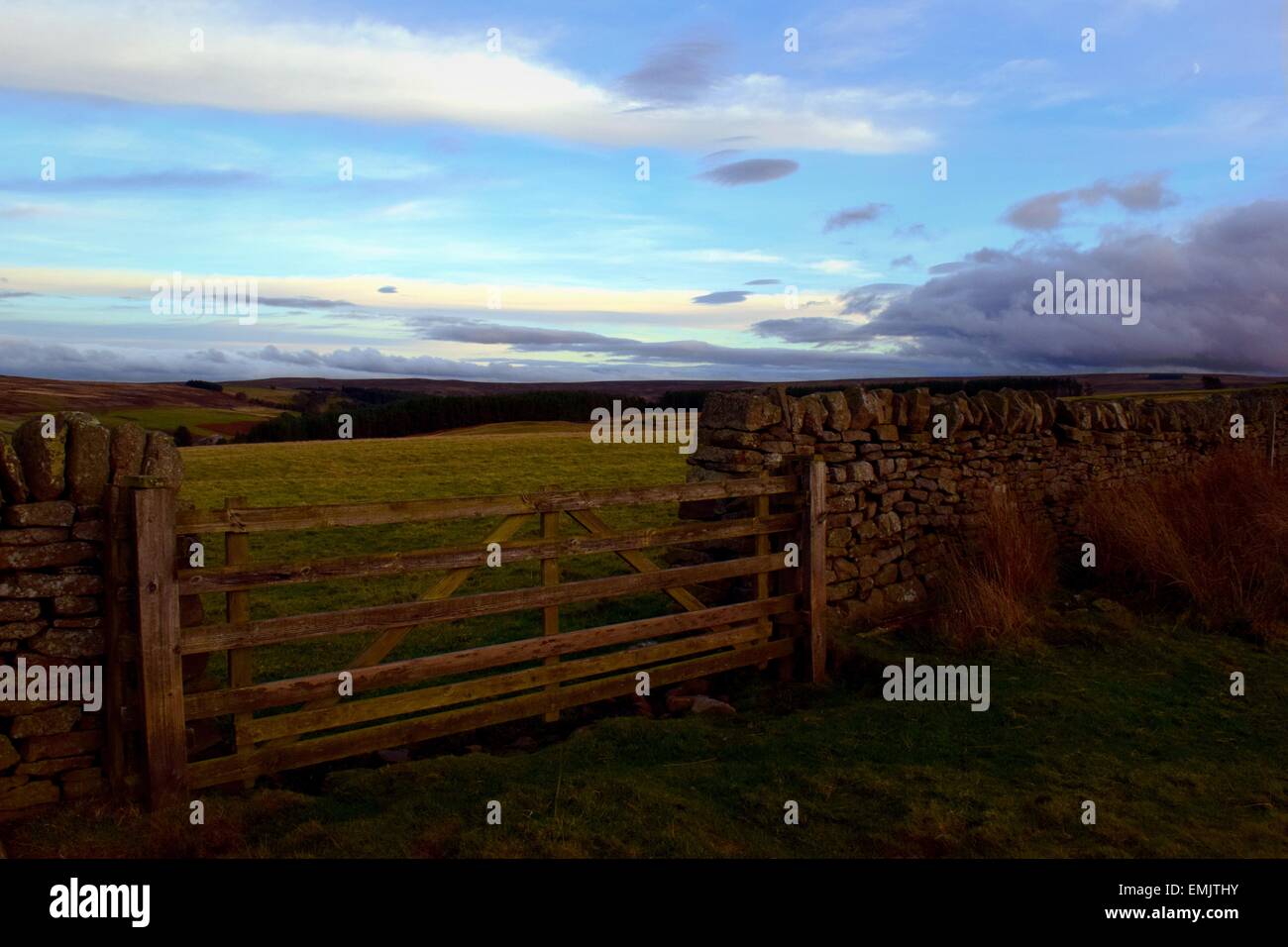 Traditional English dry stone wall entrance to farmers field Stock ...