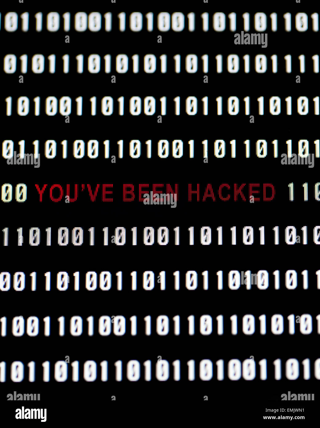Hacked message on computer screen Stock Photo - Alamy