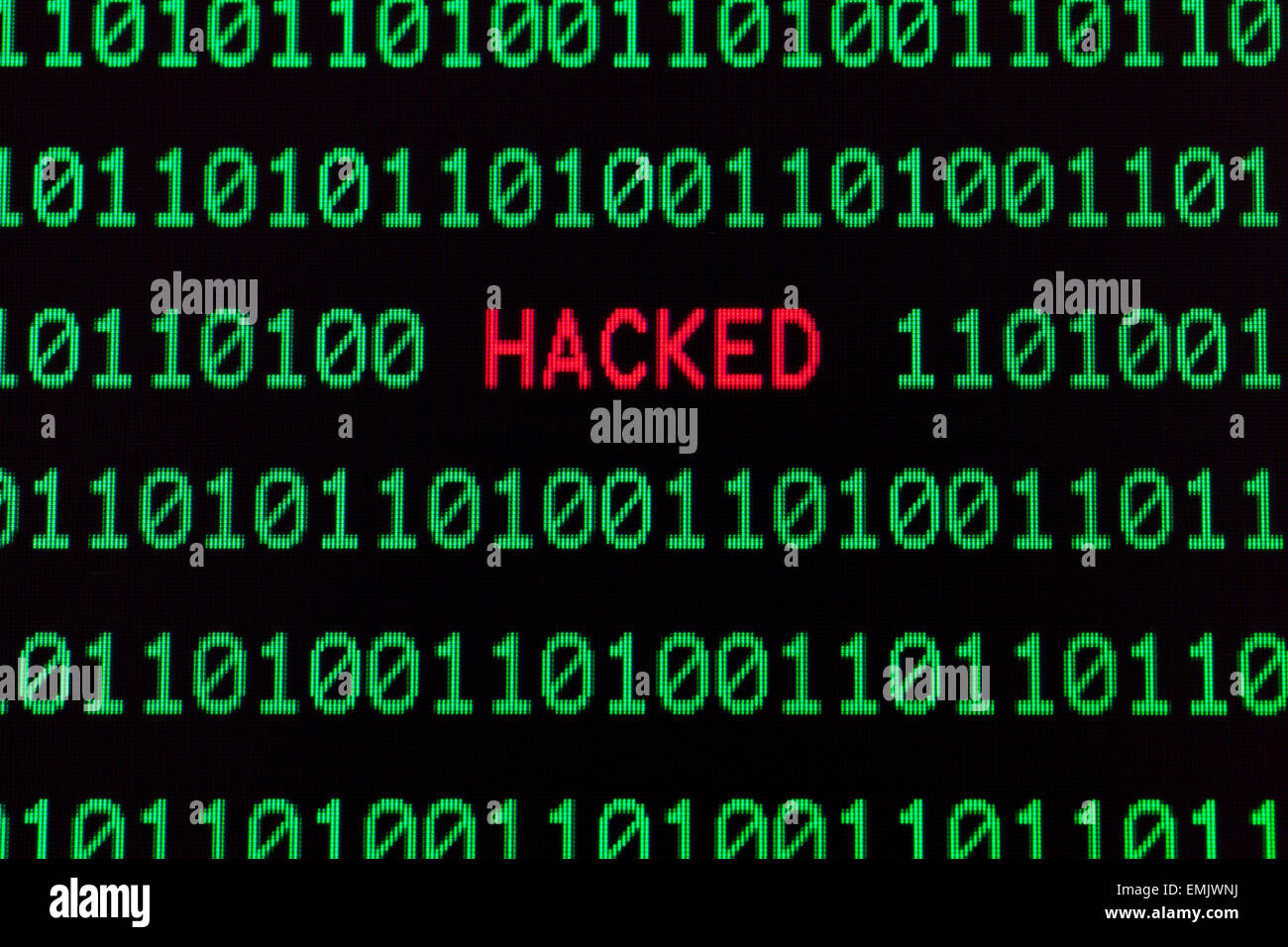 Hacked message on computer screen Stock Photo - Alamy