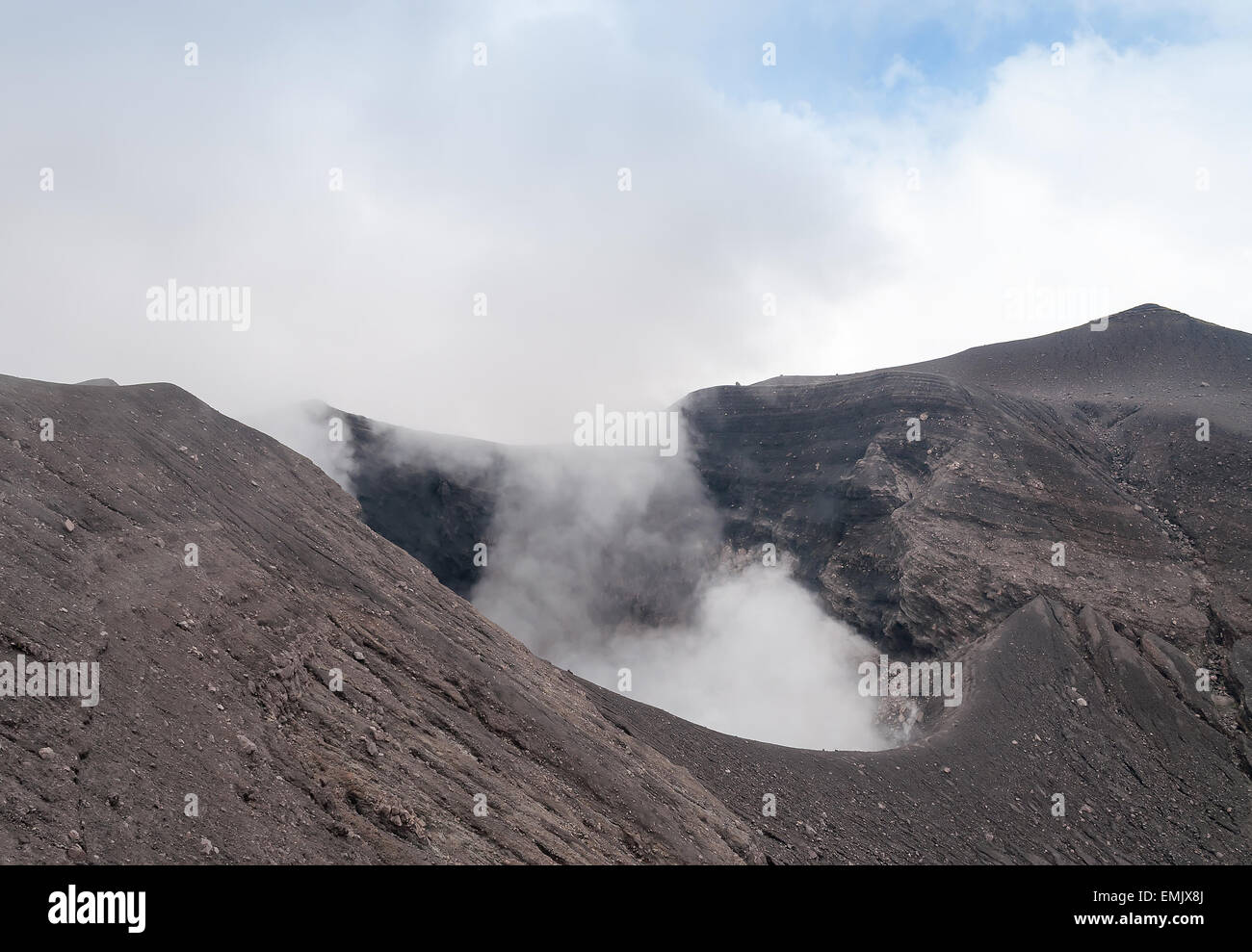 Crater of Volcano Merapii. It is the most active volcano in Sumatra ...