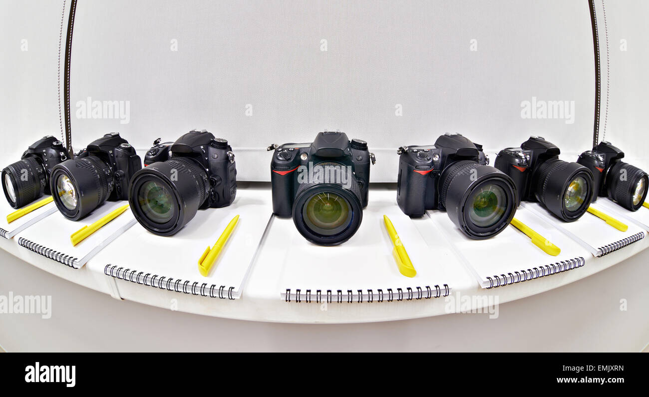 Reflex digital cameras with notepad in the classroom photoschool close ...